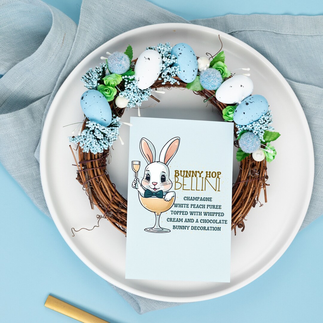 Printable Easter Bar Cocktail Menu Cards for Easter Celebration Brunch ...