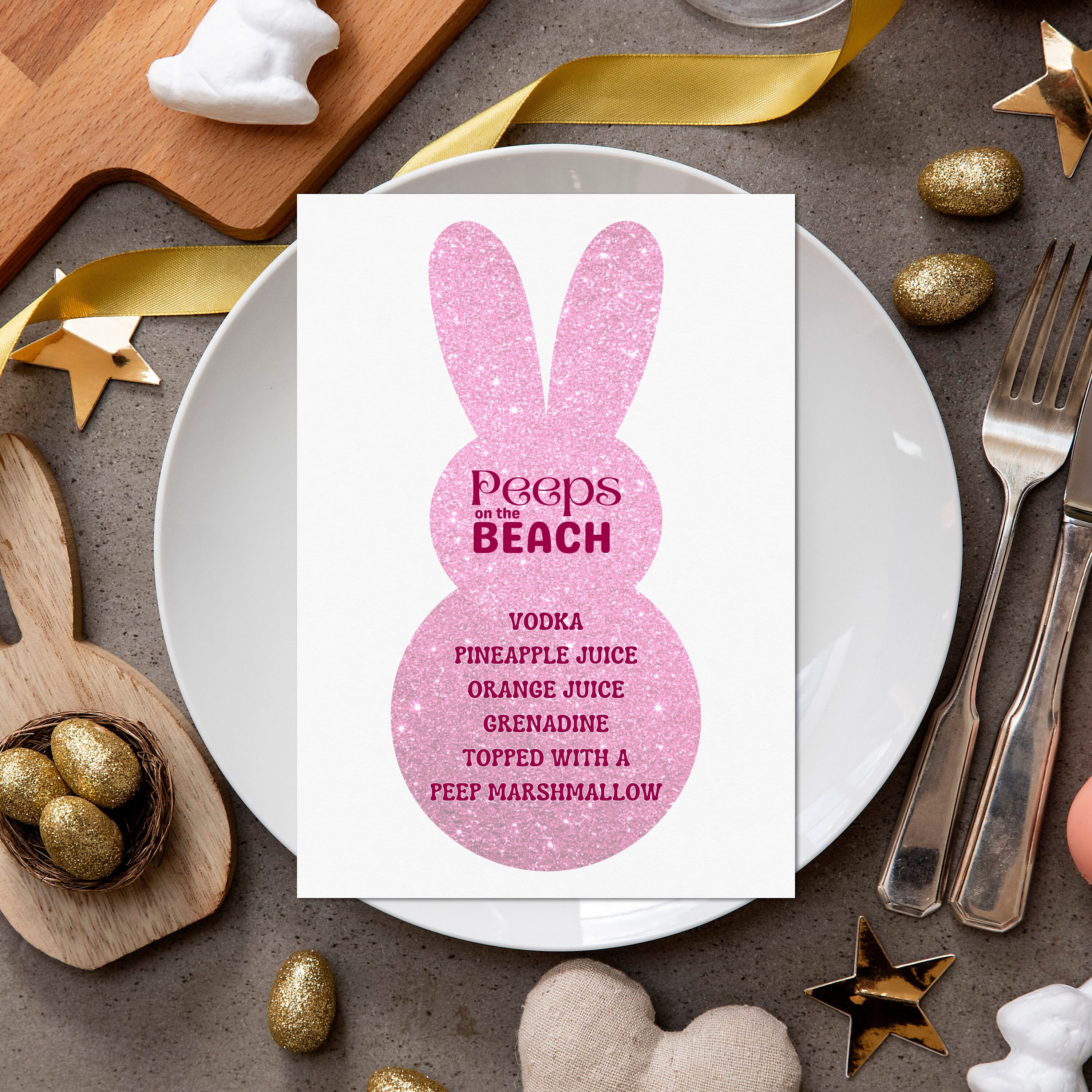 Printable Easter Bar Cocktail Menu Cards for Easter Celebration Brunch ...