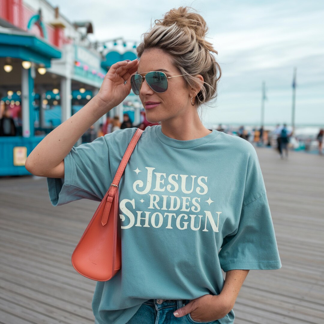 Jesus Rides Shotgun T-shirt – Retro Christian Tee, Boho Coastal Apparel ...