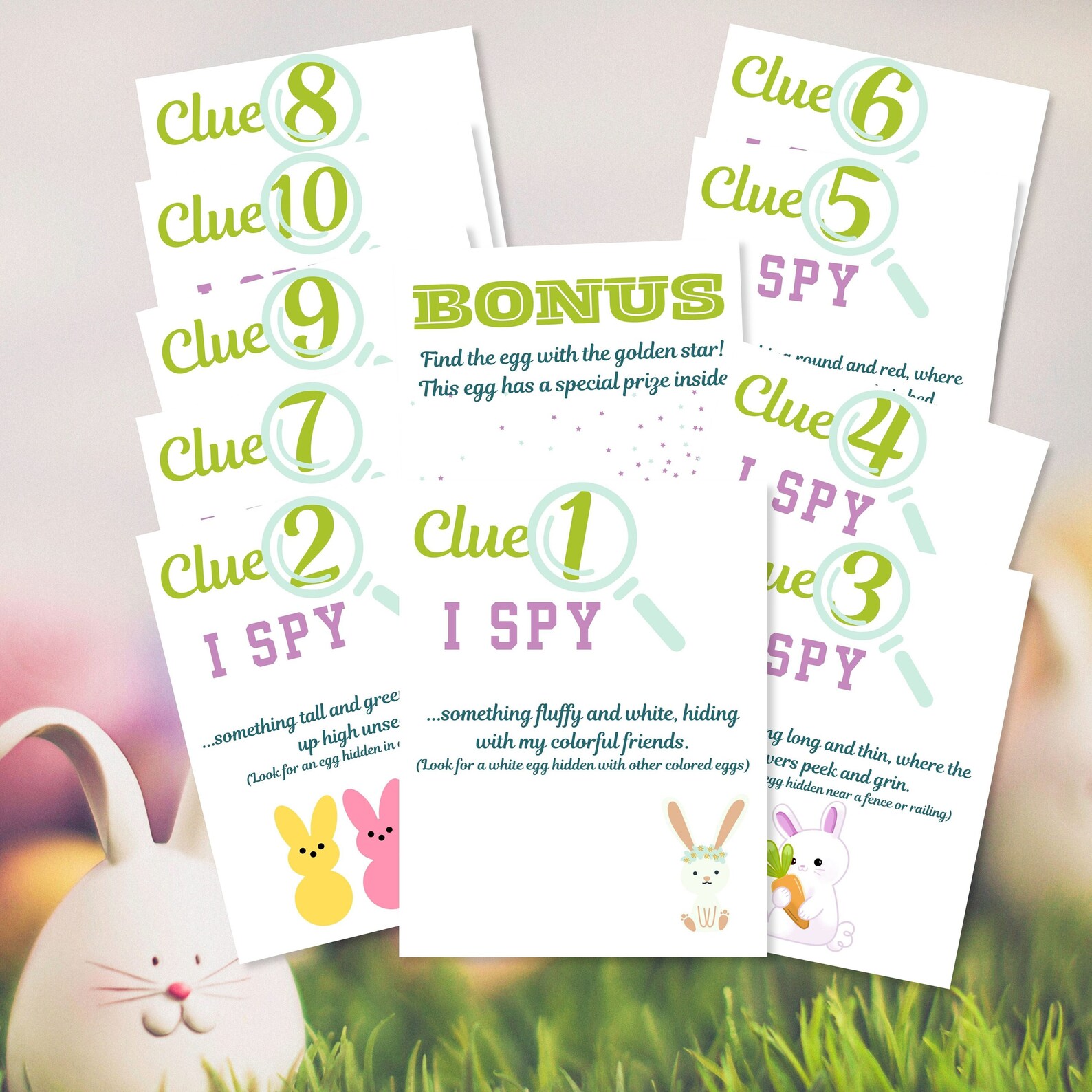 Printable Easter Egg Hunt Cards for Personalization Easter Acitivities ...