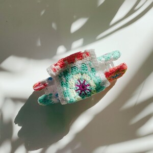 Velvet Claws Granny Square Crochet Covered Hair Claw With Velvet Travel ...