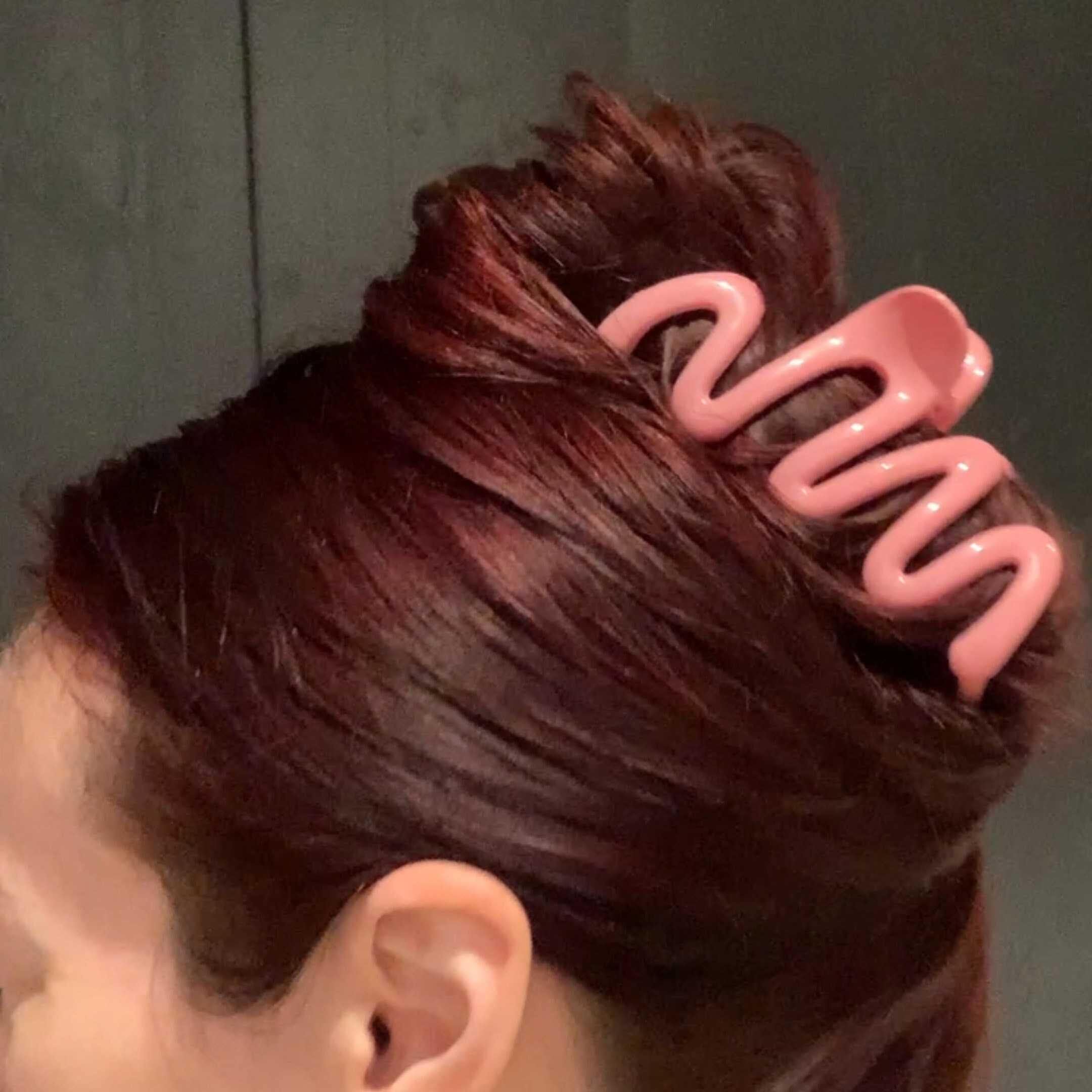 80s Squiggle Pink Hair Claw Clip With Velvet Travel Bag Pince Crocodile ...