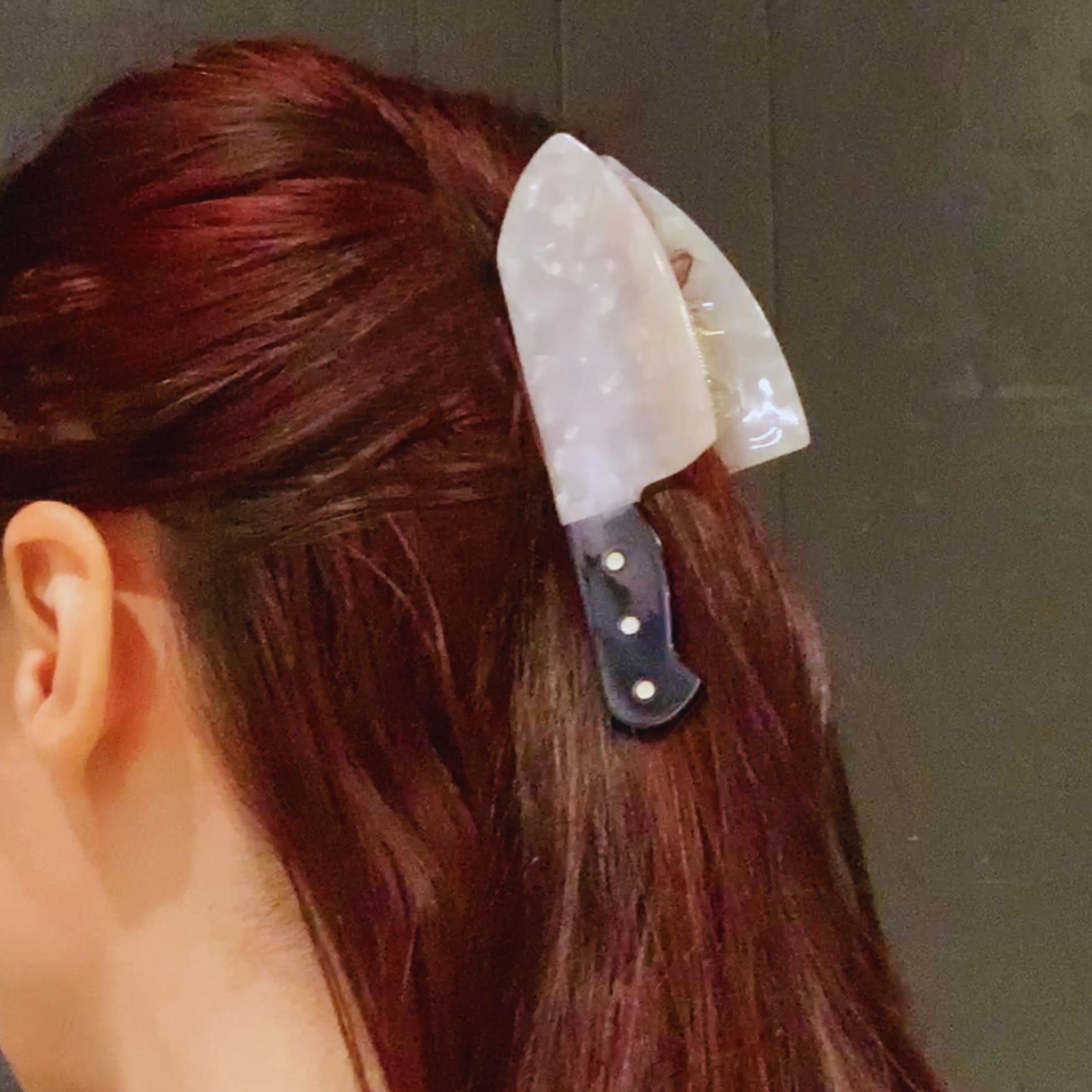 Sword Wife Dagger Hair Claw Clip in White Quartz Acetate in Velvet ...