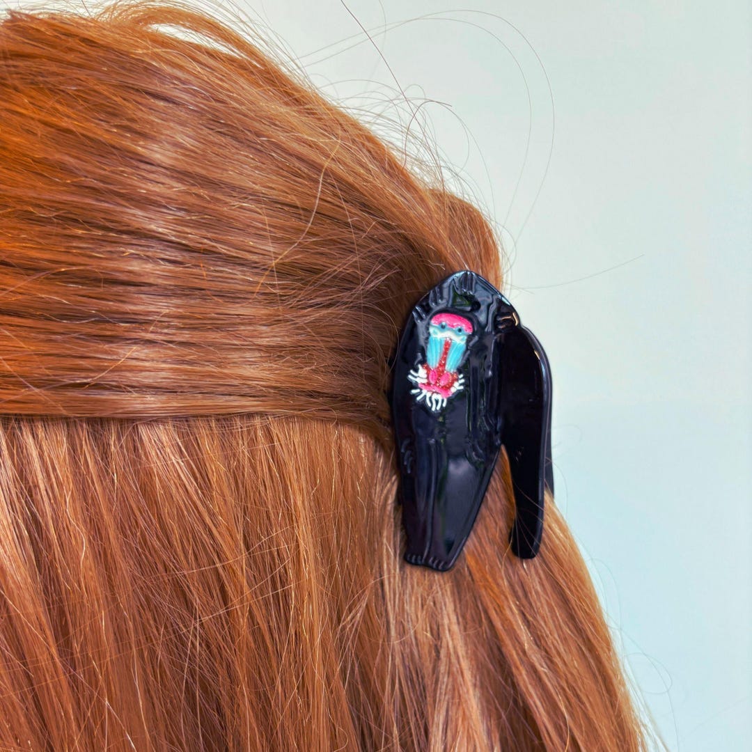 Black Velvet Mandrill Ape Monkey Funny Animal Hair Claw Clip With ...