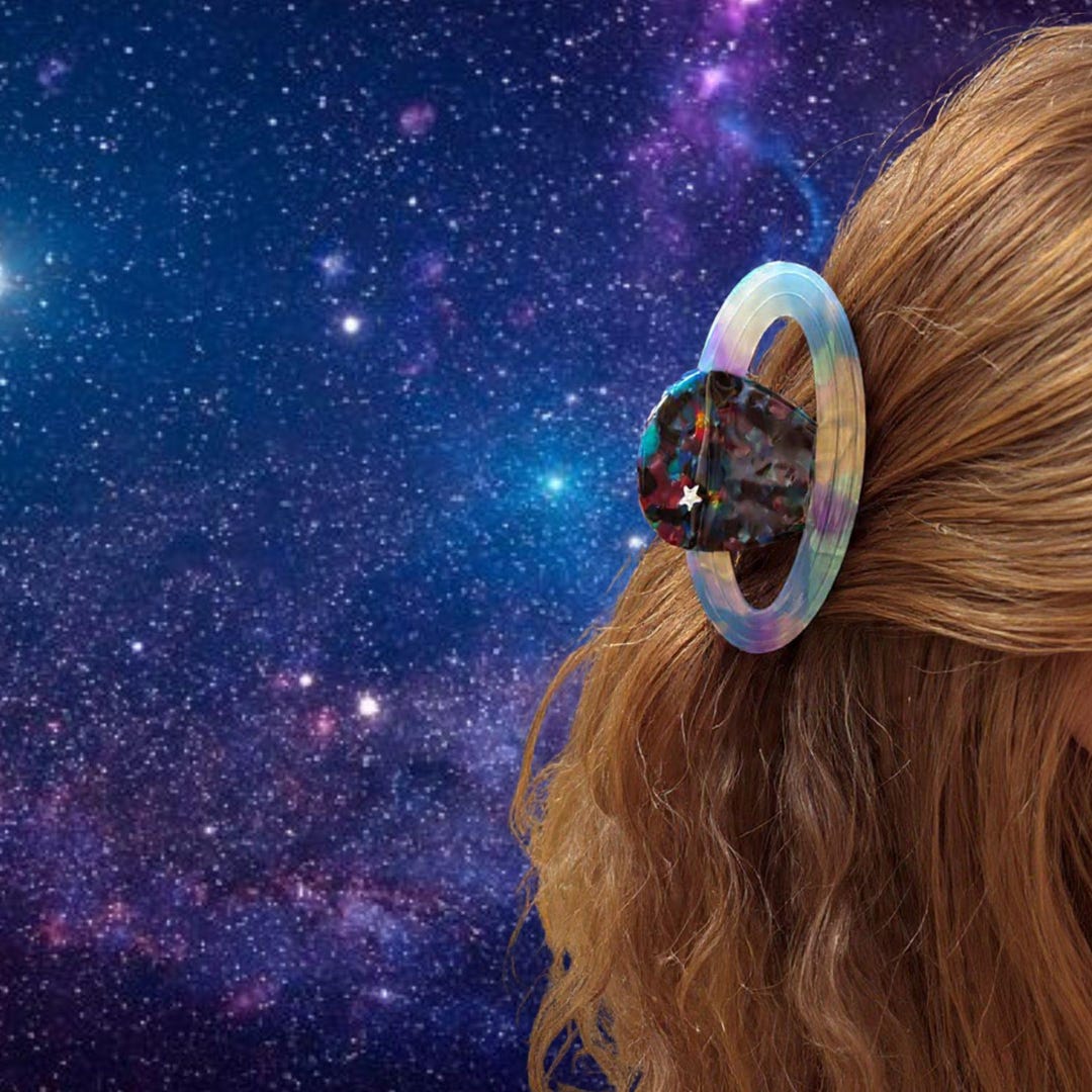 Pretty Planet Hair Claw | Small Outer Space Saturn Rings Claw Clip in ...