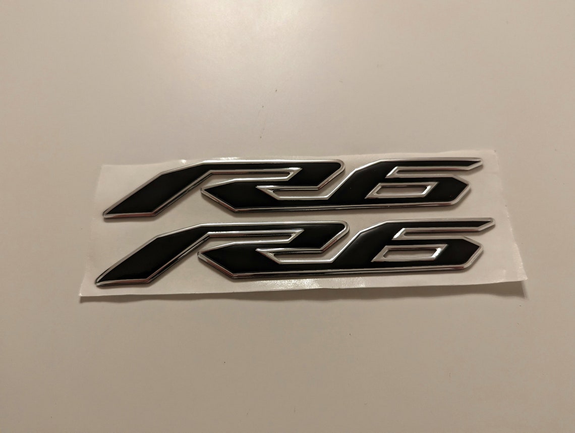 Yamaha R6 Silver Black 3D Badge Logo Stickers Graphics Decals Emblem ...