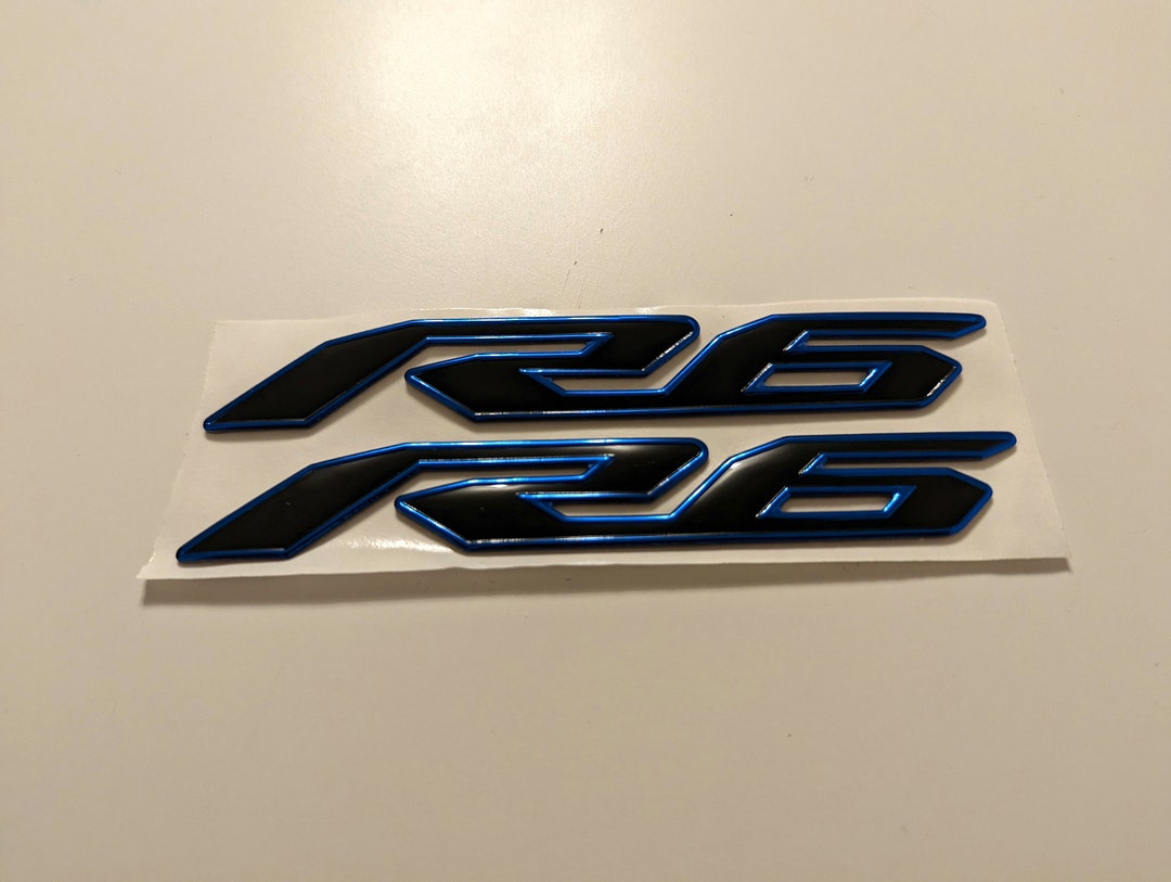 Yamaha R6 Blue Black 3D Badge Logo Stickers Graphics Decals Emblem YZF ...