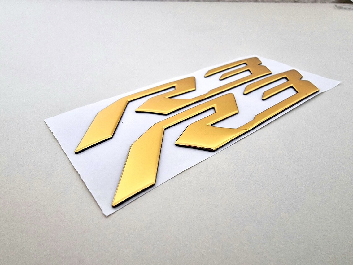 Yamaha R3 Gold 3D Badge Logo Stickers Graphics Decals Emblem YZF ...