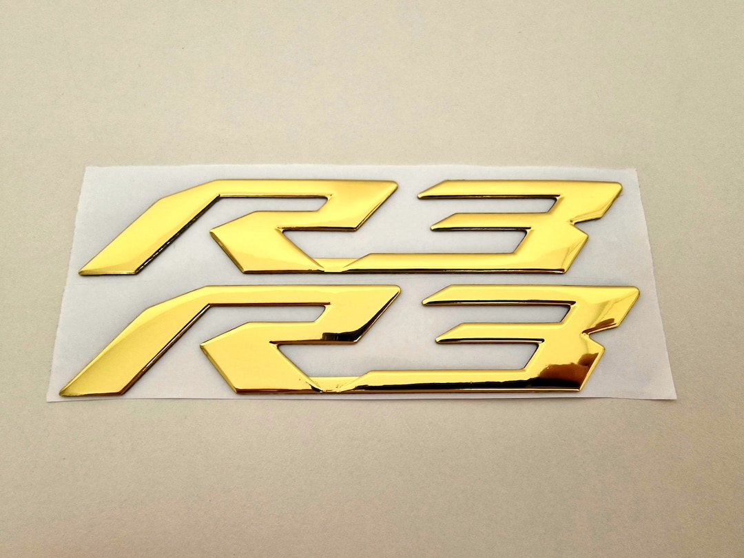 Yamaha R3 Gold 3D Badge Logo Stickers Graphics Decals Emblem YZF ...