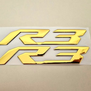 Yamaha R3 Gold 3D Badge Logo Stickers Graphics Decals Emblem YZF ...