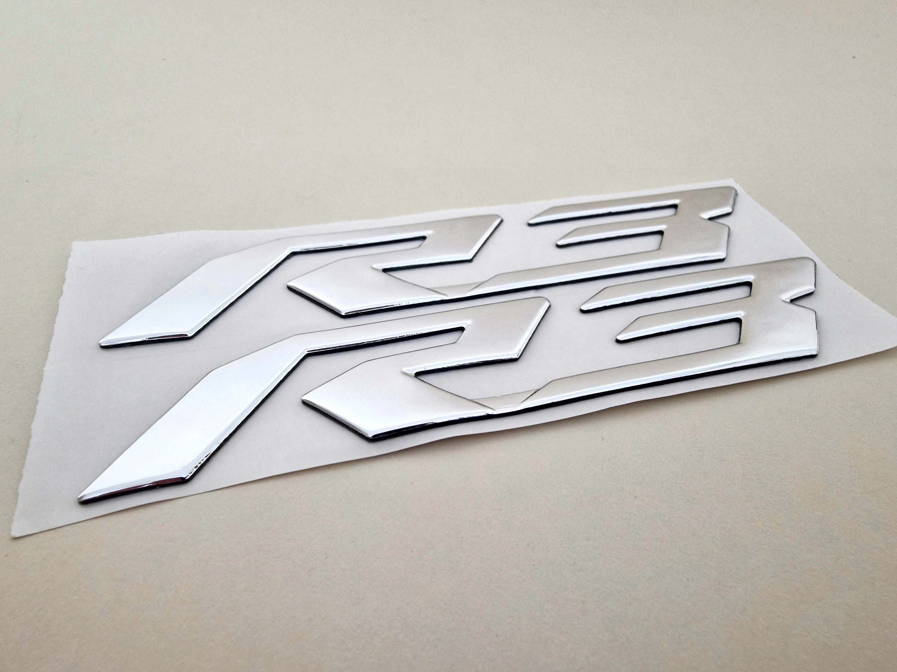 Yamaha R3 Silver Chrome 3D Badge Logo Stickers Graphics Decals Emblem ...