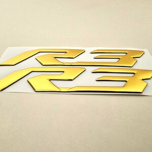 Yamaha R3 Gold 3D Badge Logo Stickers Graphics Decals Emblem YZF ...