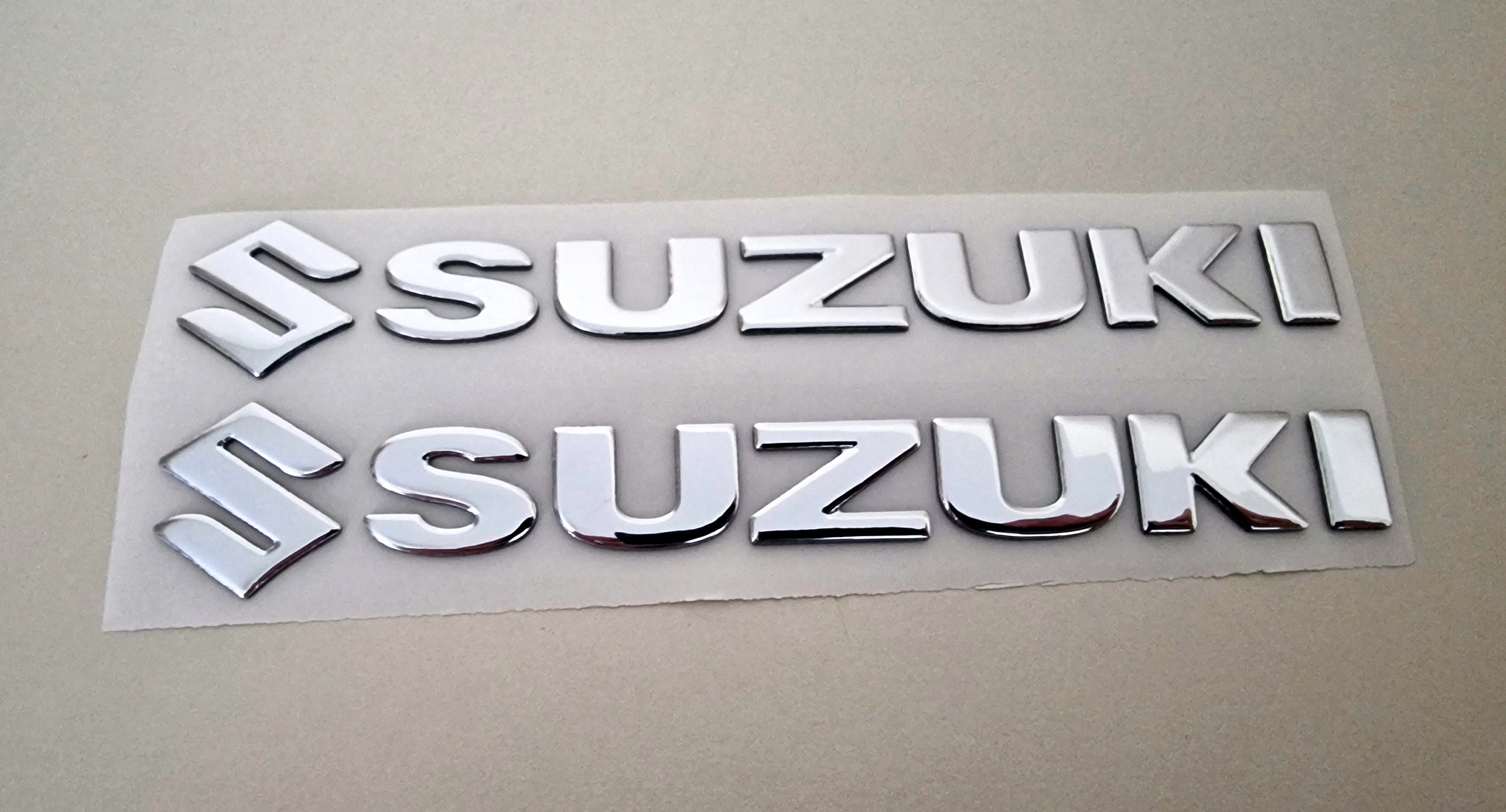 Suzuki Silver Chrome 3D Badge Logo Stickers Graphics Decals Tank Emblem ...