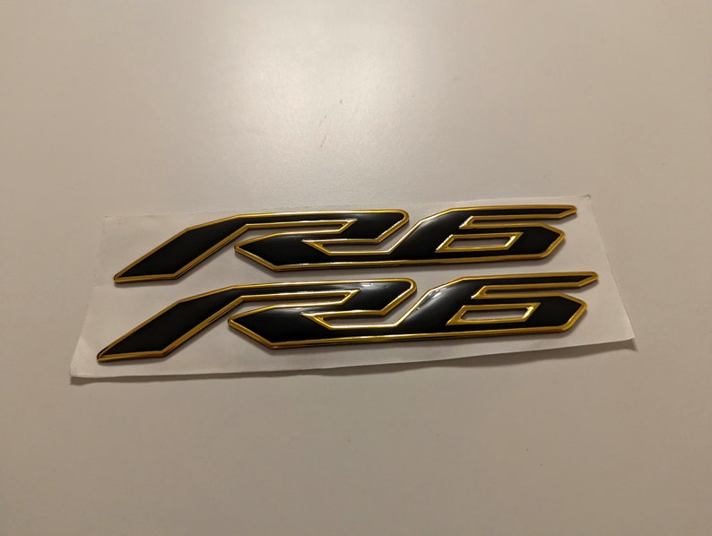 Yamaha R6 Gold Black 3D Badge Logo Stickers Graphics Decals Emblem YZF ...