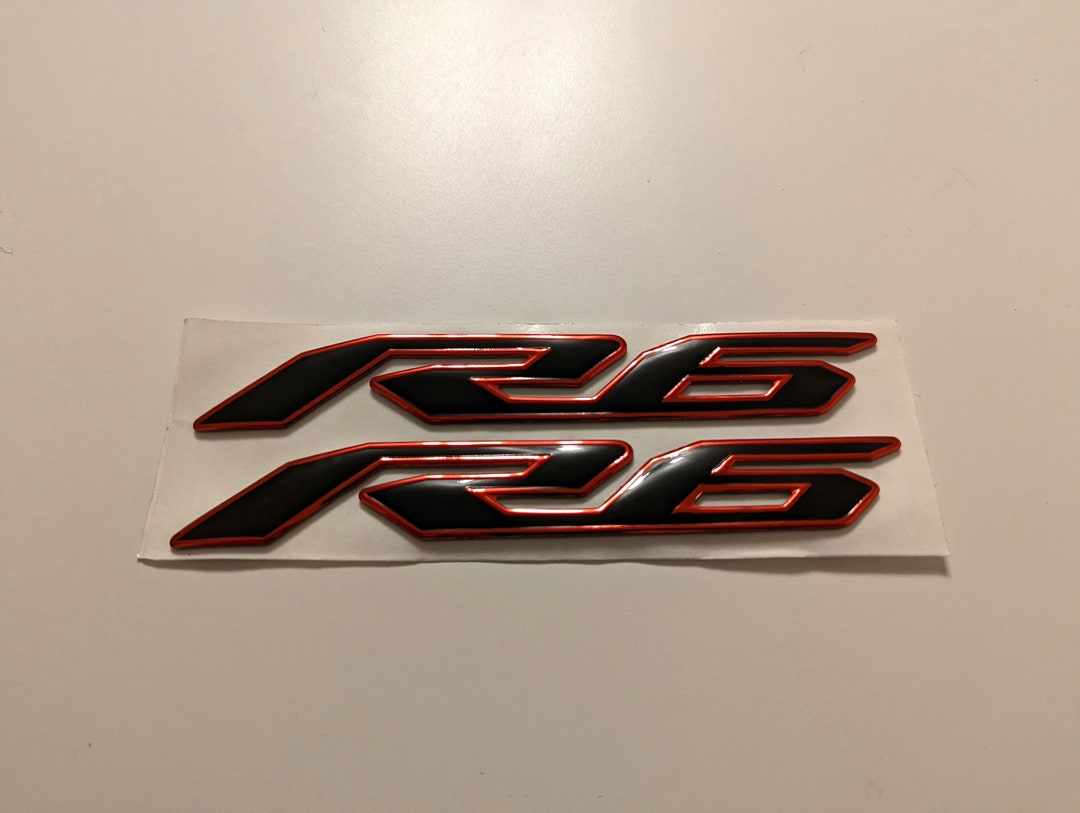 Yamaha R6 Red Black 3D Badge Logo Stickers Graphics Decals Emblem YZF ...