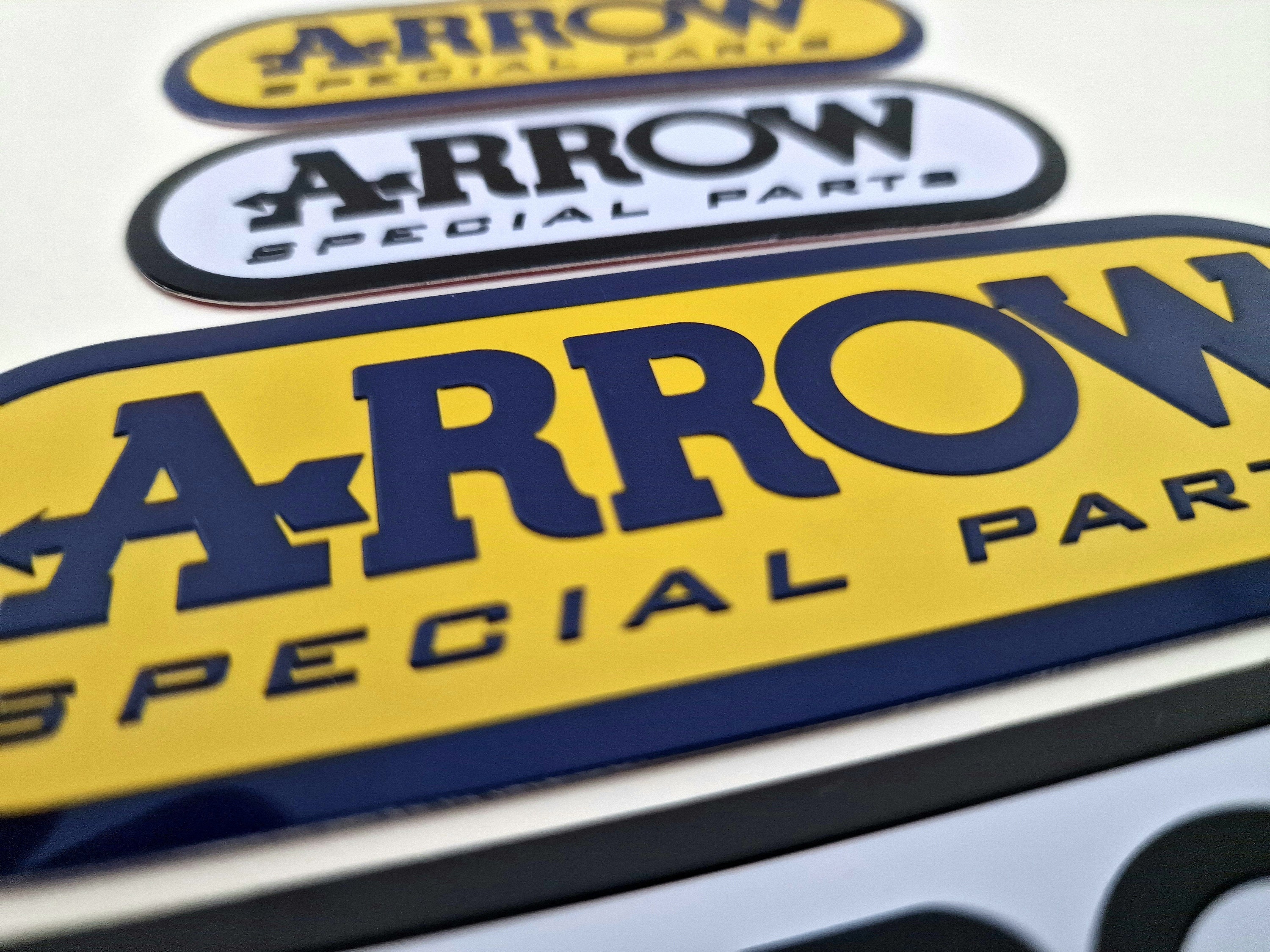 Arrow 3D Metal Exhaust Sticker Badge Logo Graphics Decals Emblem Yellow ...