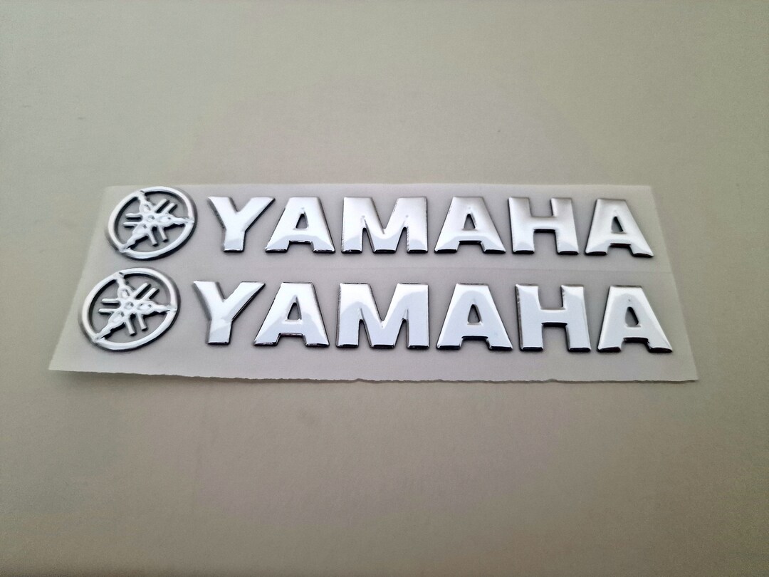 Yamaha Silver Chrome 3D Badge Logo Stickers Graphics Decals Emblem YZF ...