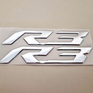 Yamaha R3 Silver Chrome 3D Badge Logo Stickers Graphics Decals Emblem ...