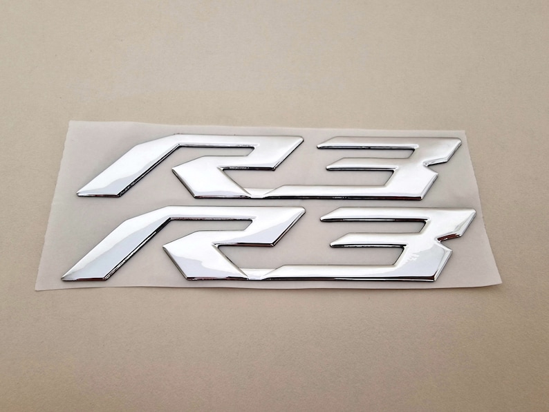 Yamaha R3 Silver Chrome 3D Badge Logo Stickers Graphics Decals Emblem ...