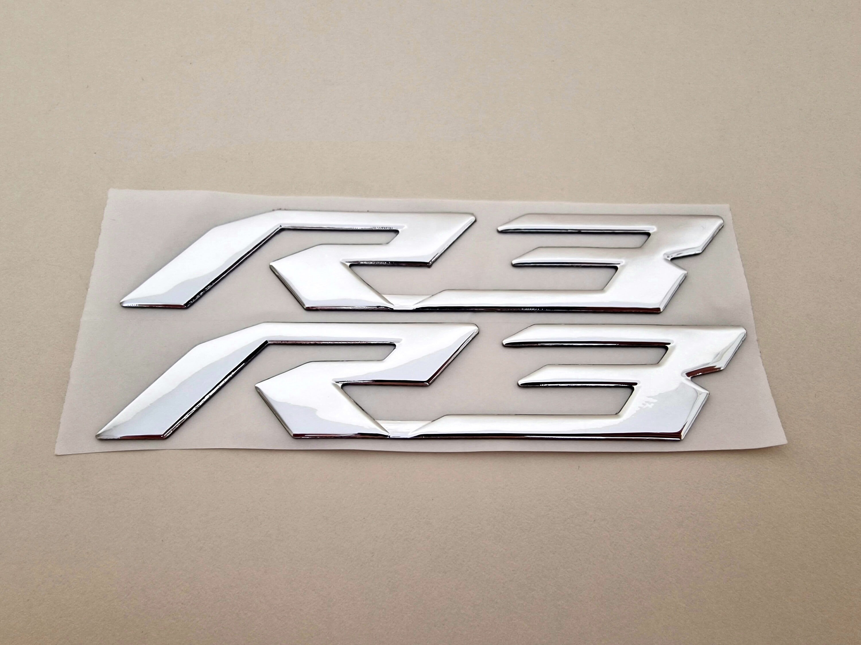 Yamaha R3 Silver Chrome 3D Badge Logo Stickers Graphics Decals Emblem ...