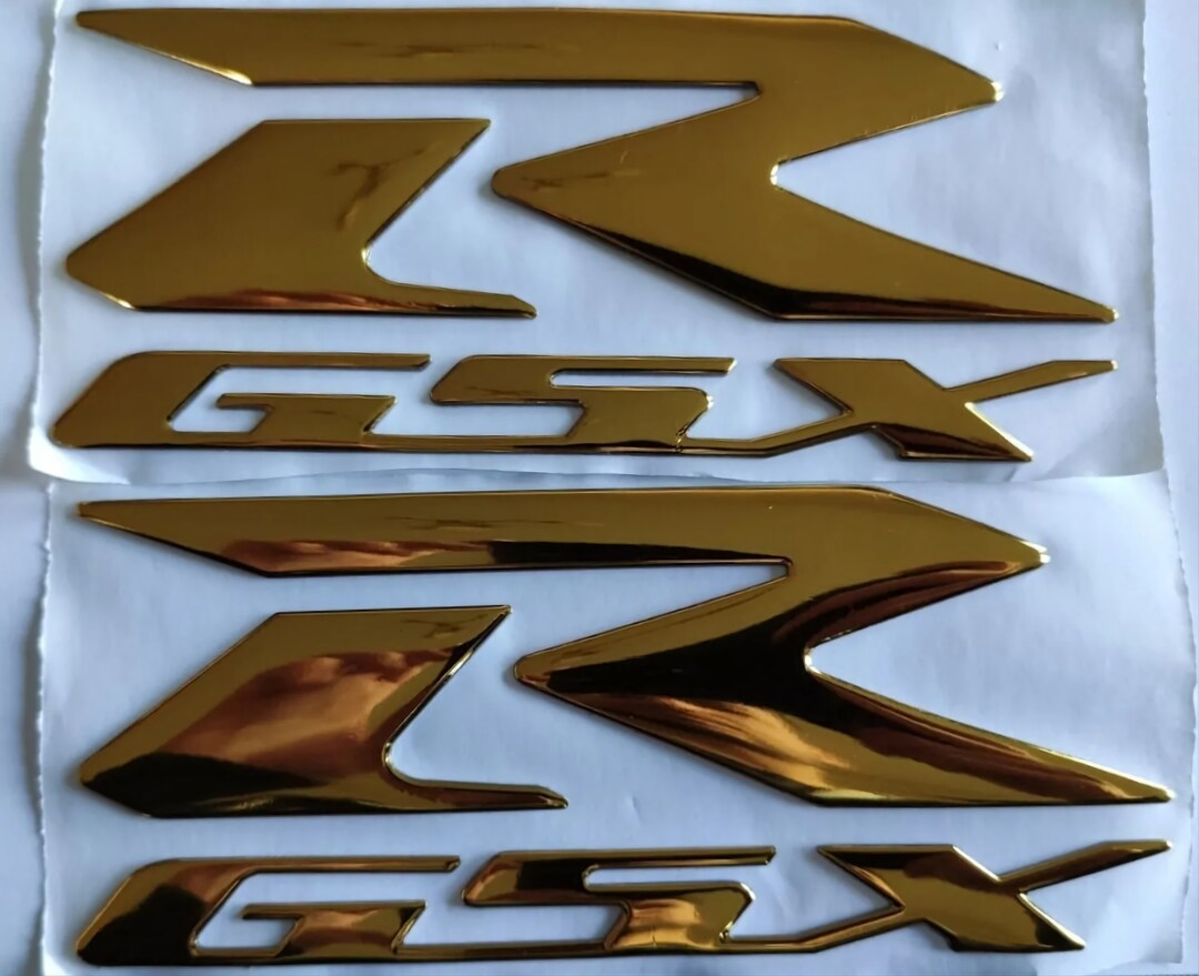 Suzuki GSX R 3D Gold Badge Logo Stickers Graphics Decals Fairing Emblem ...