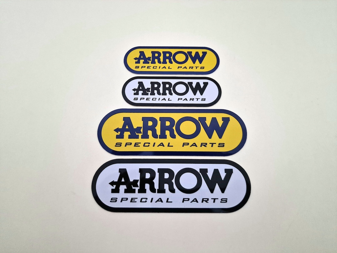 Arrow 3D Metal Exhaust Sticker Badge Logo Graphics Decals Emblem Yellow ...
