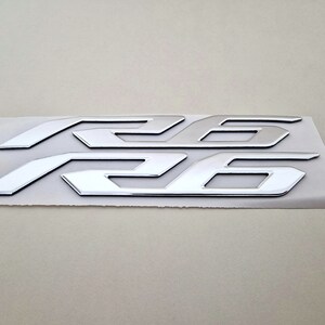 Yamaha R6 Silver Chrome 3D Badge Logo Stickers Graphics Decals Emblem ...
