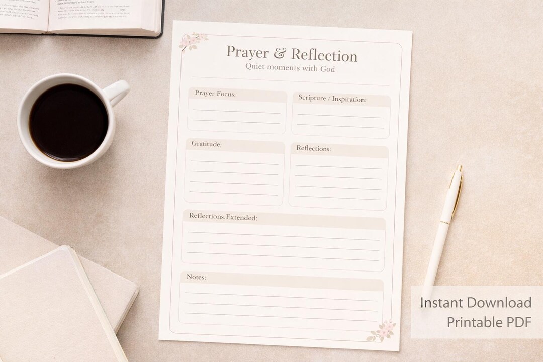 Prayer & Reflection Journal Printable | Faith-based Quiet Time Page ...