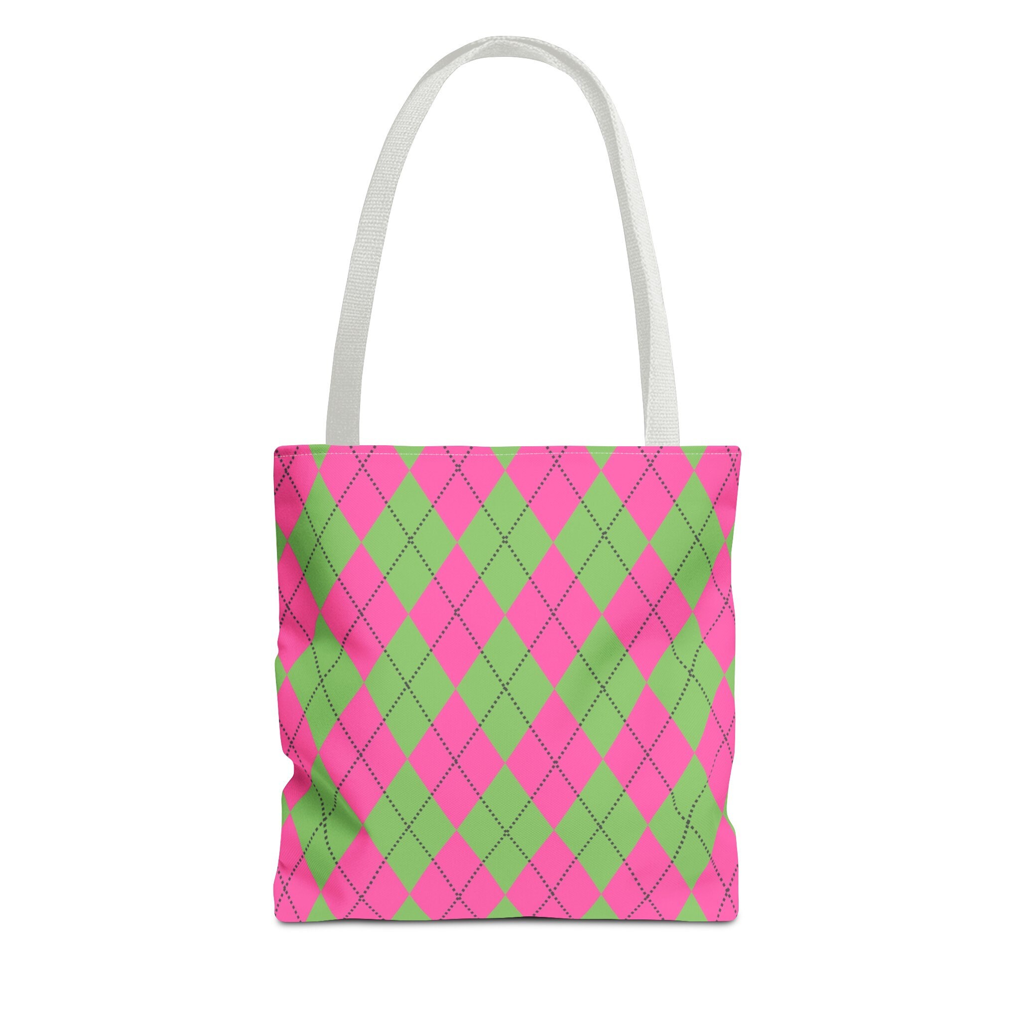 Pink and Green Argyle Tote Bag AOP - Etsy