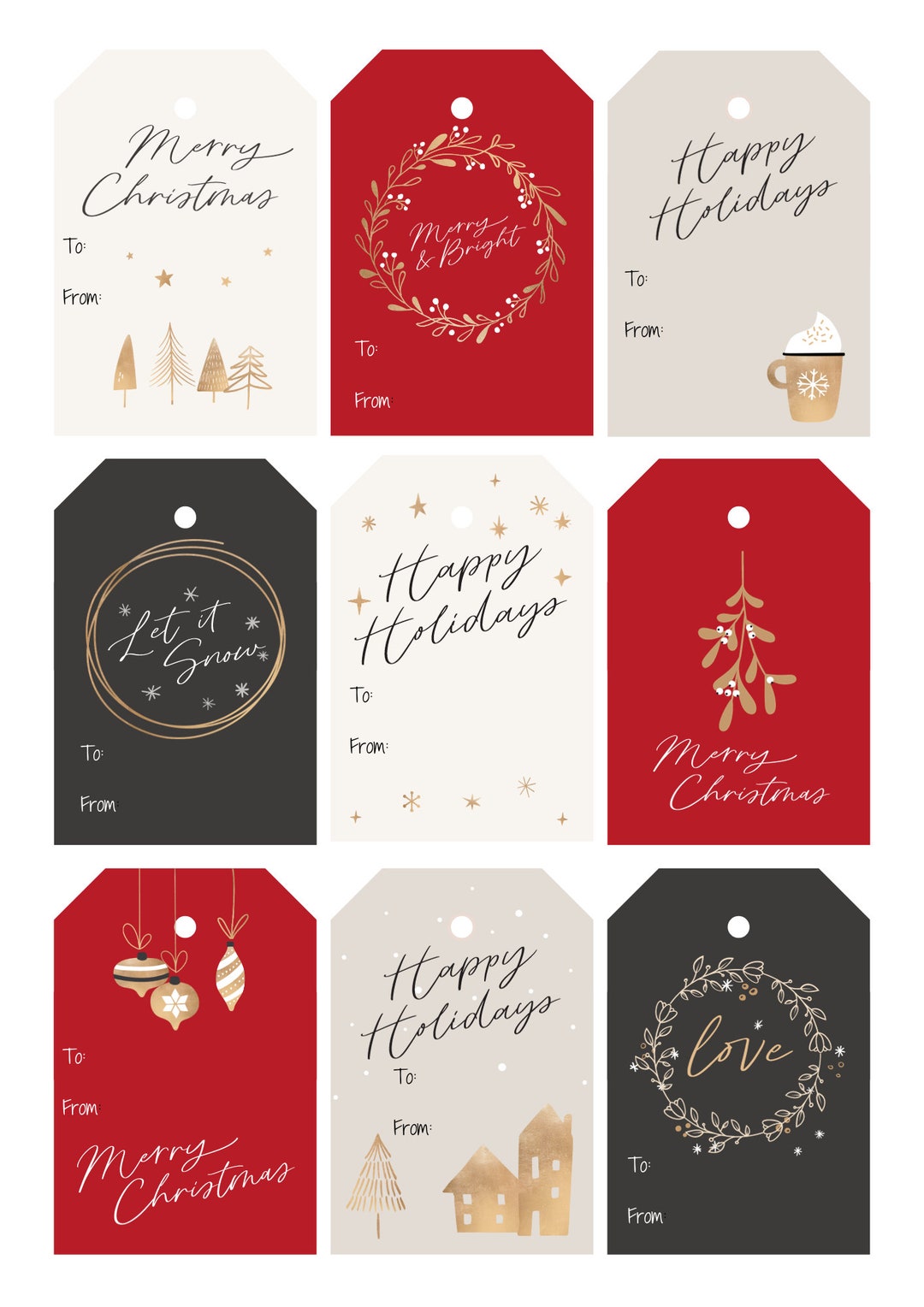 Printable Christmas Gift Tags - Instant Download - Festive Holiday ...