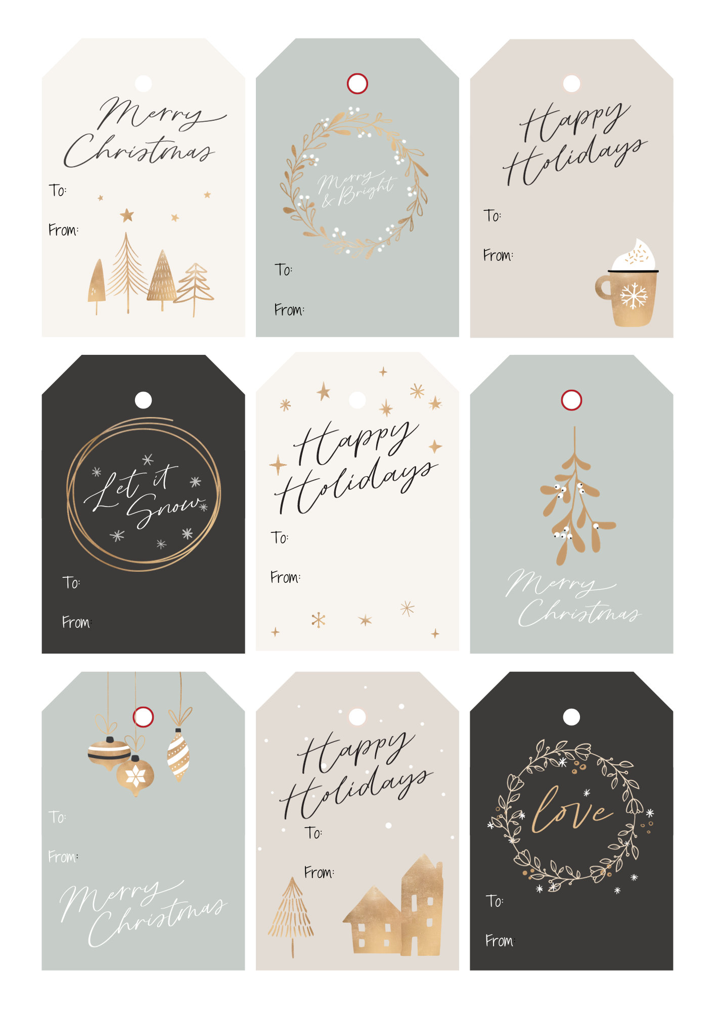 Printable Christmas Gift Tags - Instant Download - Festive Holiday ...