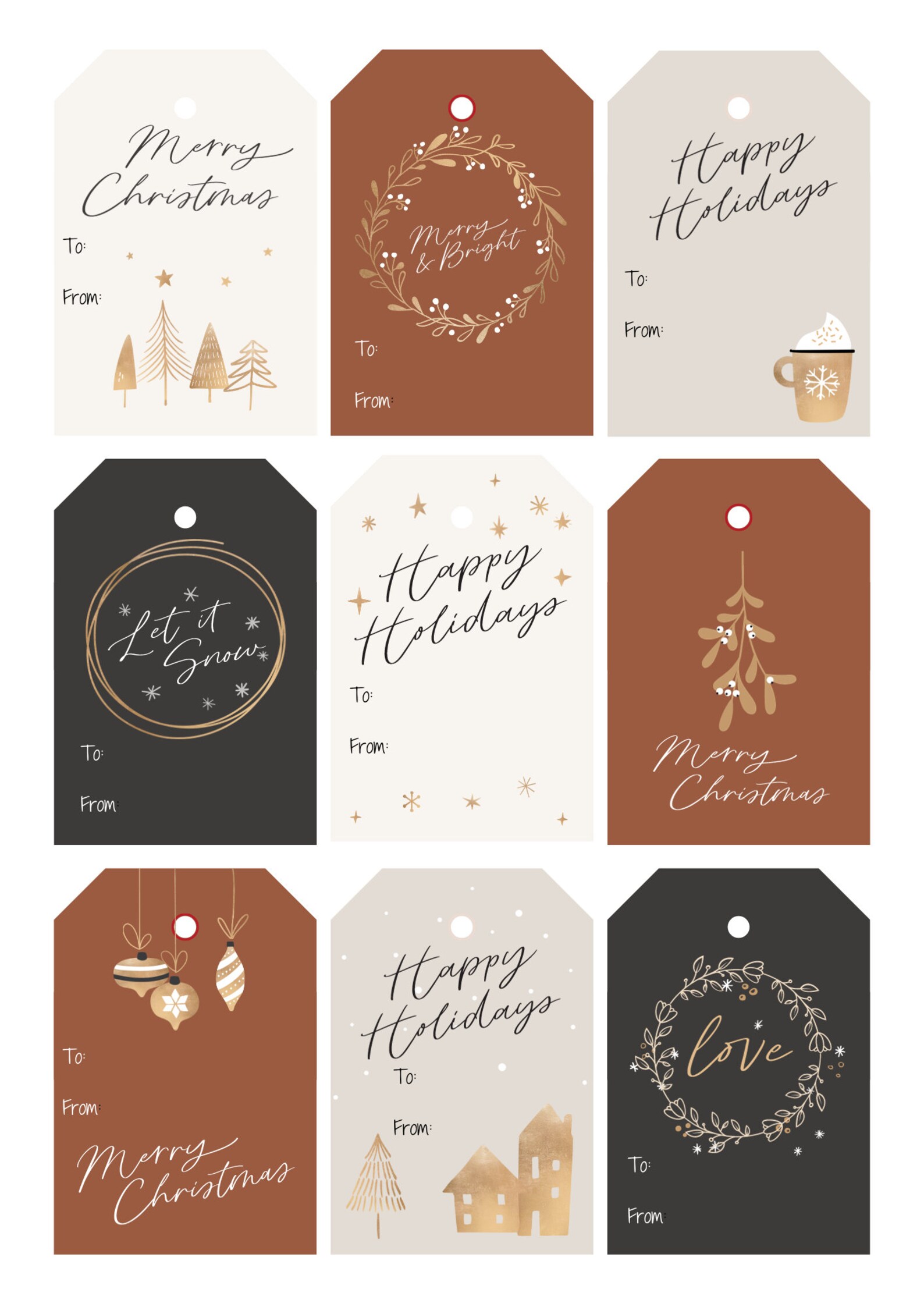 Printable Christmas Gift Tags Instant Download Festive Holiday Labels ...