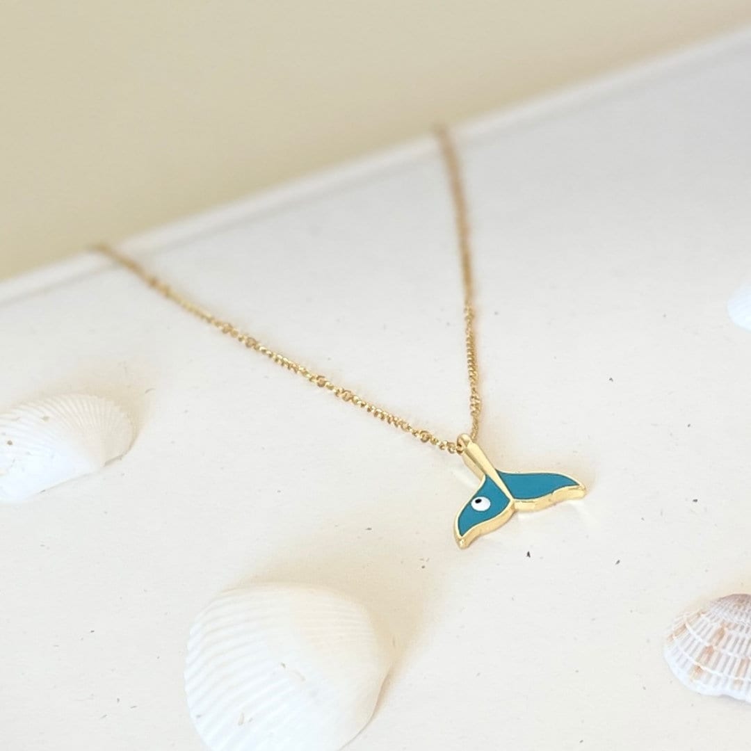 Blue Whale Tail Necklace for Women, Colorful Whale Tail Necklace ...