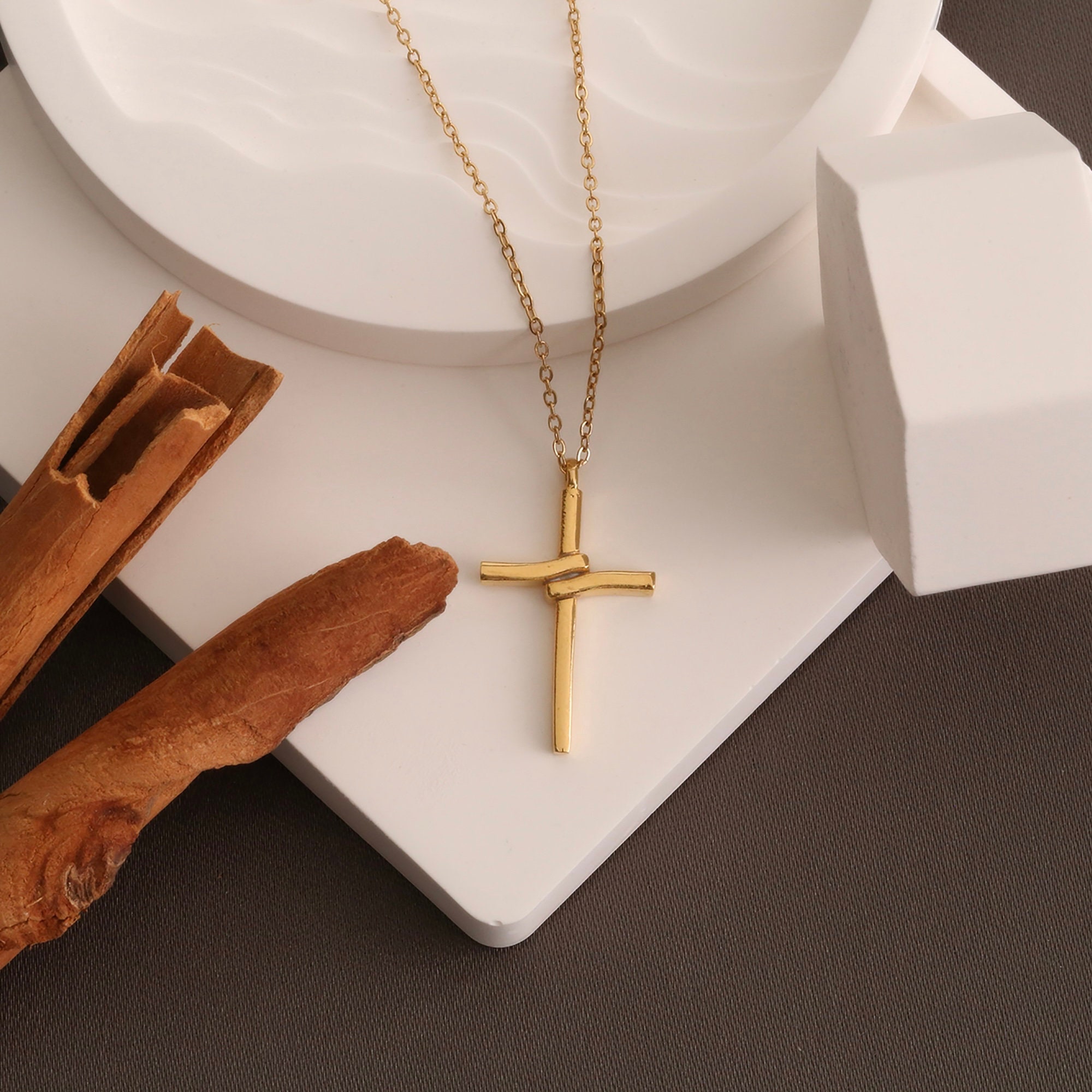 Gold Color Cross Necklace for Christmas Gift, Christian Cross Necklace ...
