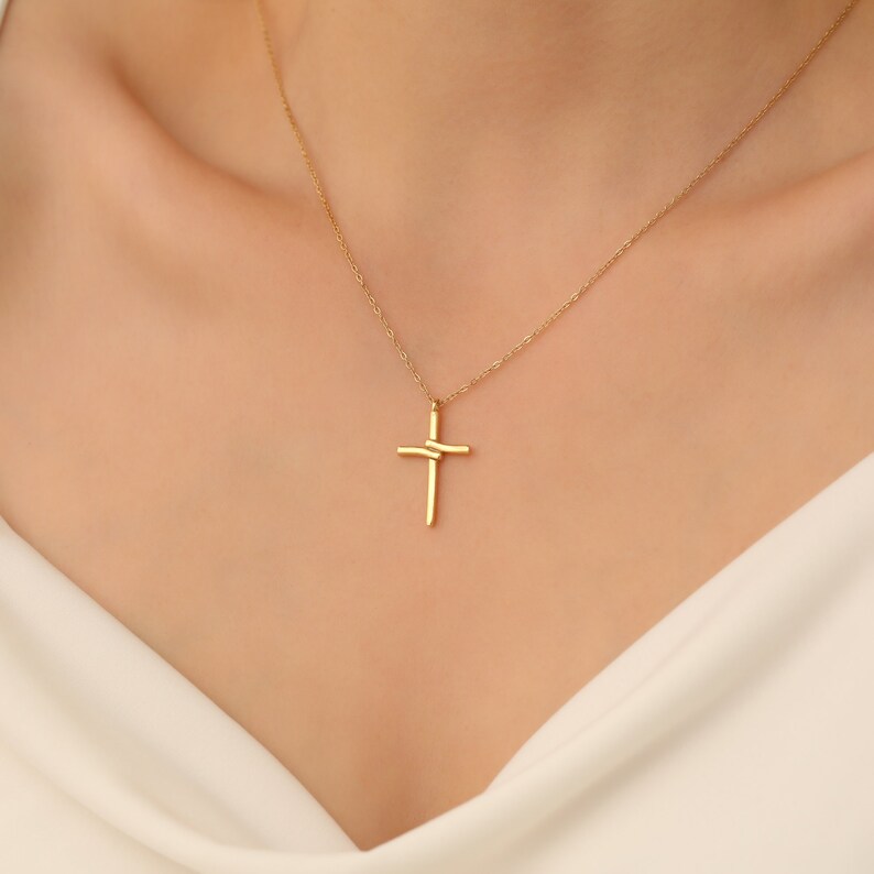 Gold Color Cross Necklace for Christmas Gift Christian Cross - Etsy