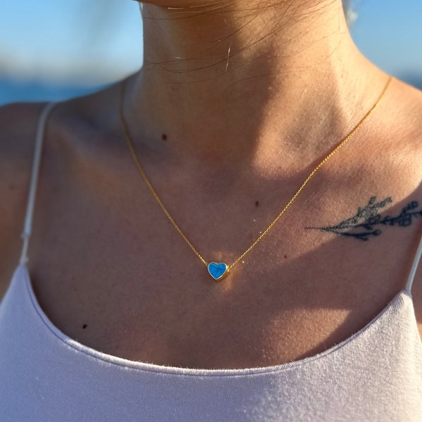 Blue Heart Necklace - Etsy