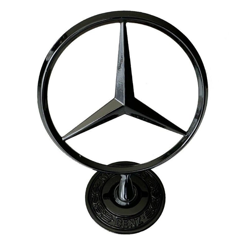 Gloss Black Mercedes Bonnet Raised Star Emblem Badge Chrome C E S CLK ...