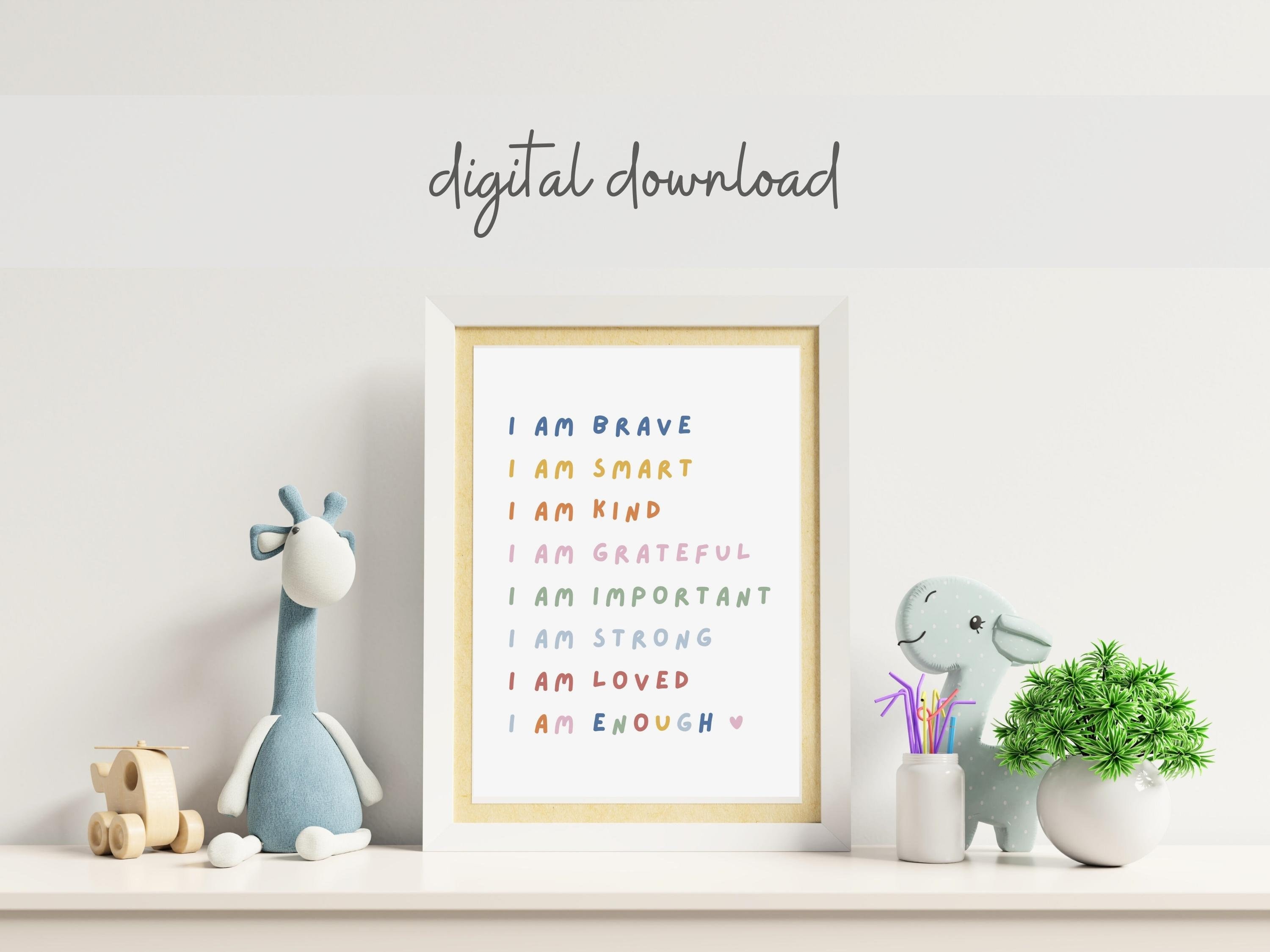 Printable Wall Art Affirmations for Kids | Boho Colorful Affirmations ...