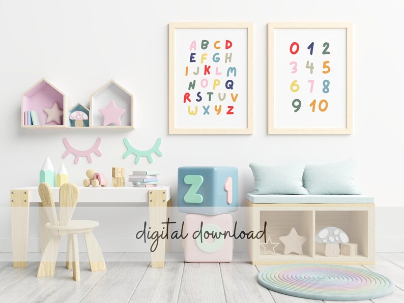 Set of 2 Printable Educational Posters | Alphabet & Numbers Poster ...