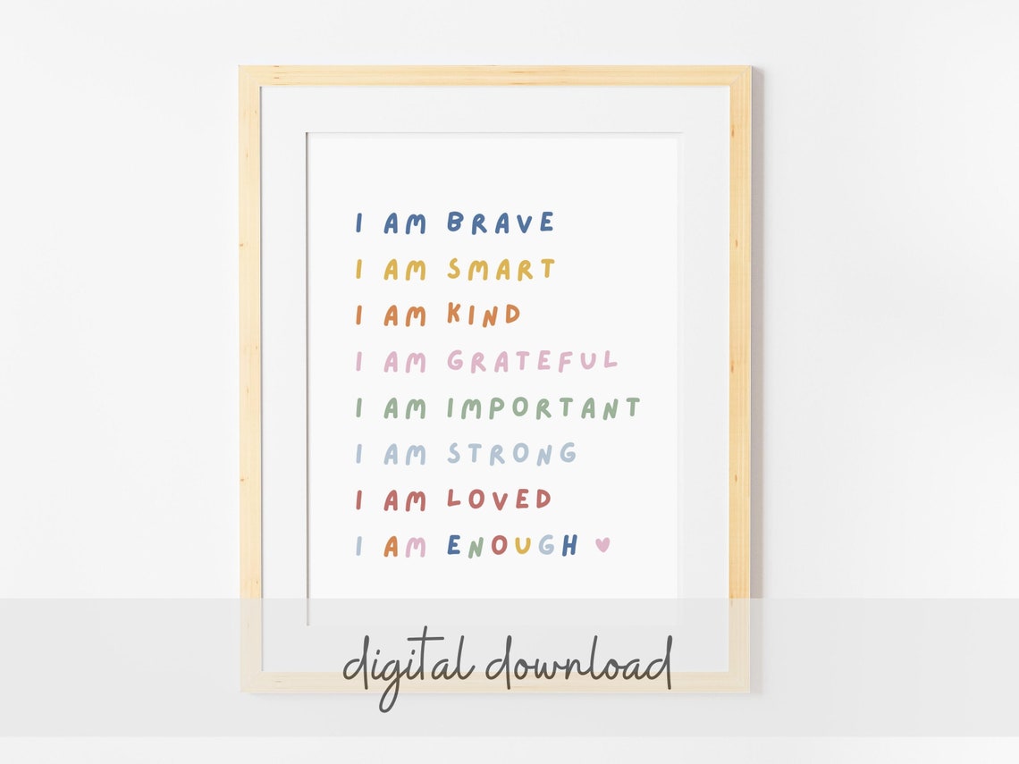 Printable Wall Art Affirmations for Kids | Boho Colorful Affirmations ...