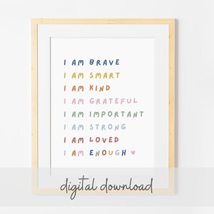 Printable Wall Art Affirmations for Kids | Boho Colorful Affirmations ...