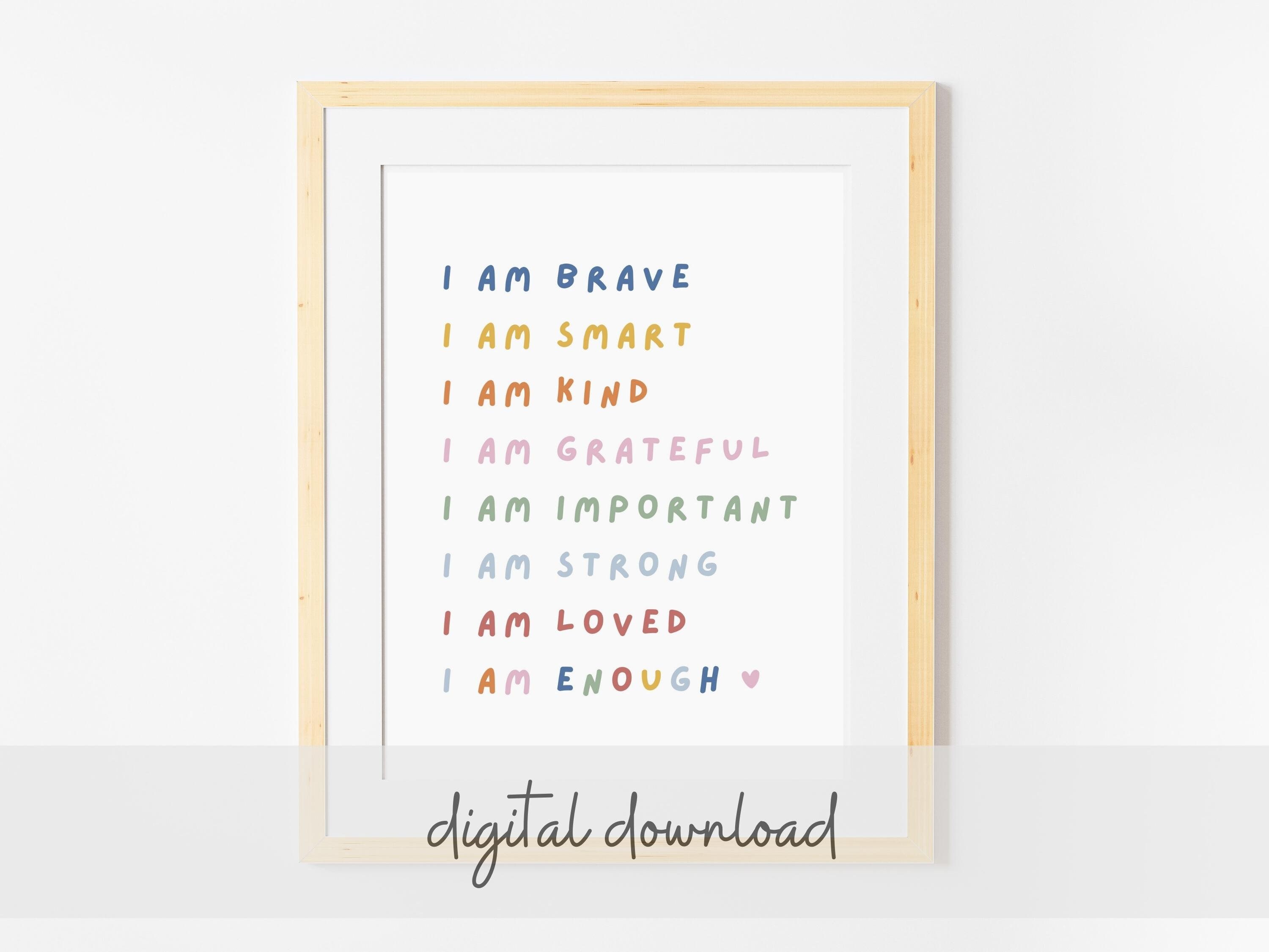 Printable Wall Art Affirmations for Kids | Boho Colorful Affirmations ...