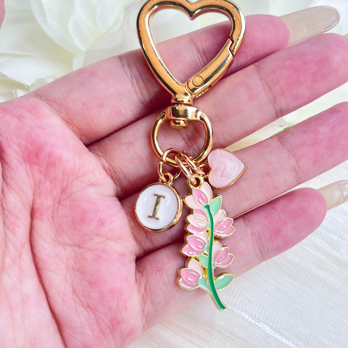 Personalized Flower Keyring Charm,flower Bunch Keyring,keychain for ...