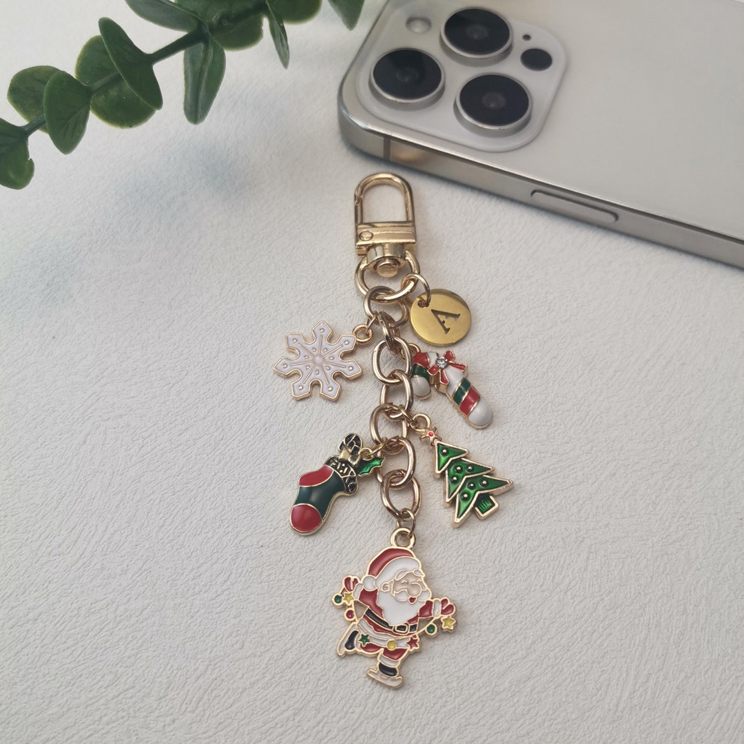 Personalized Initial Christmas Santa Enamel Keychain ,christmas Tree ...