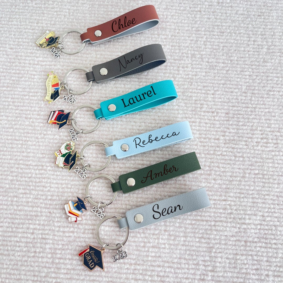 Personalized Name Leather Graduation Keychain,2026 Class Keychain ...