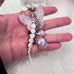 Handmade Colorful Butterfly Keychains,transparent Butterfly Keyring ...