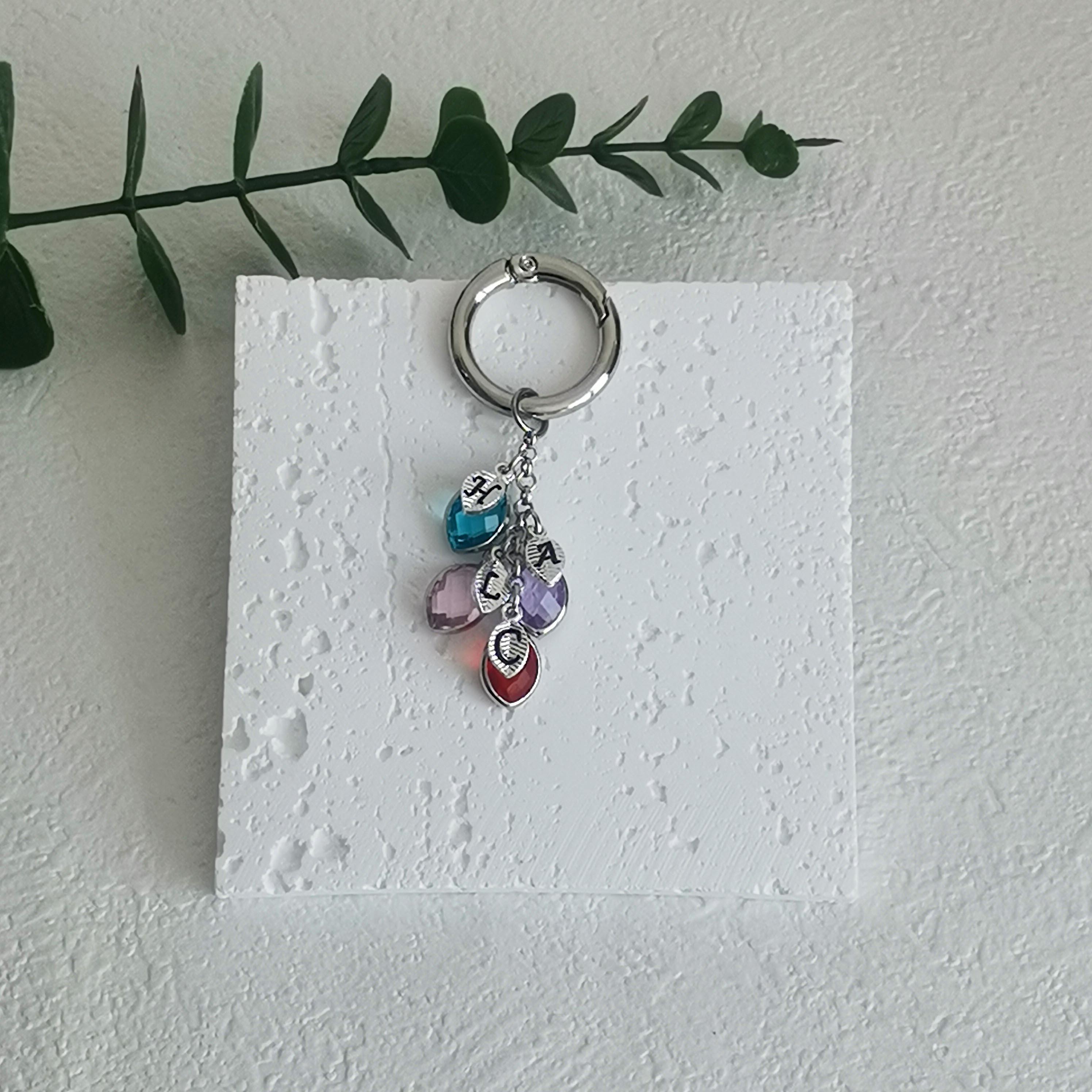Personalized Birthstone Key Chain for Grandma, Birthstone Keychain for ...