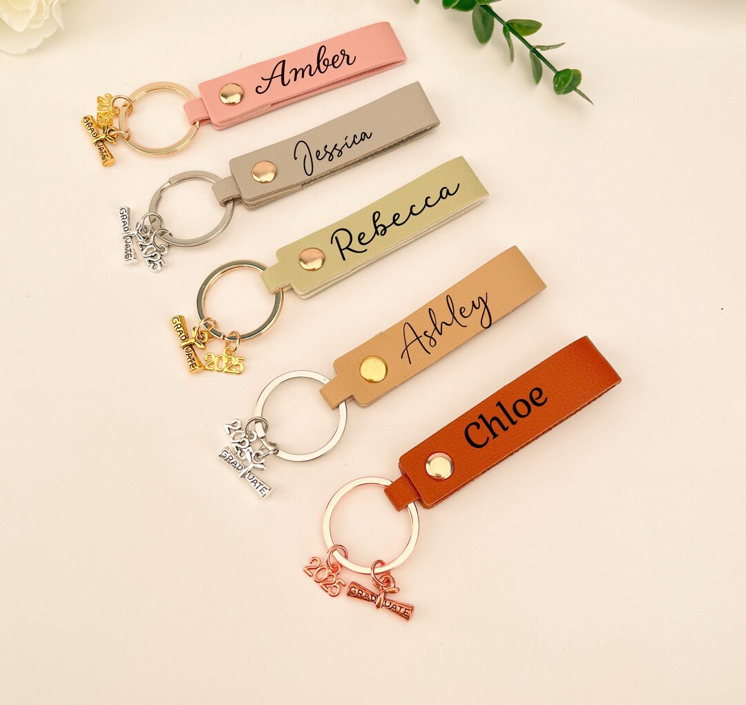 Personalized Name Leather Graduation Keychain,graduation Gift,2025 ...