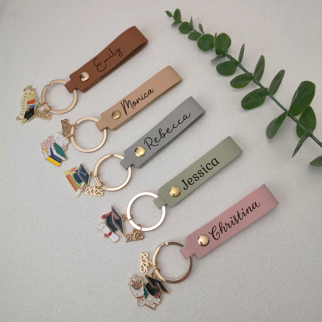 Personalized Name Leather Graduation Keychain,graduation Gift,2025 ...