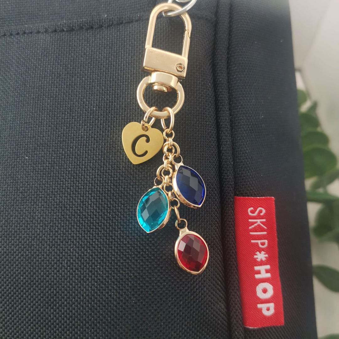 Personalized Birthstone Keychain , Custom Aquamarine Key Ring for Girl ...